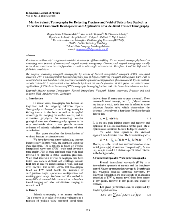(PDF) Marine Seismic Tomography for Detecting Fracture and Void of ...