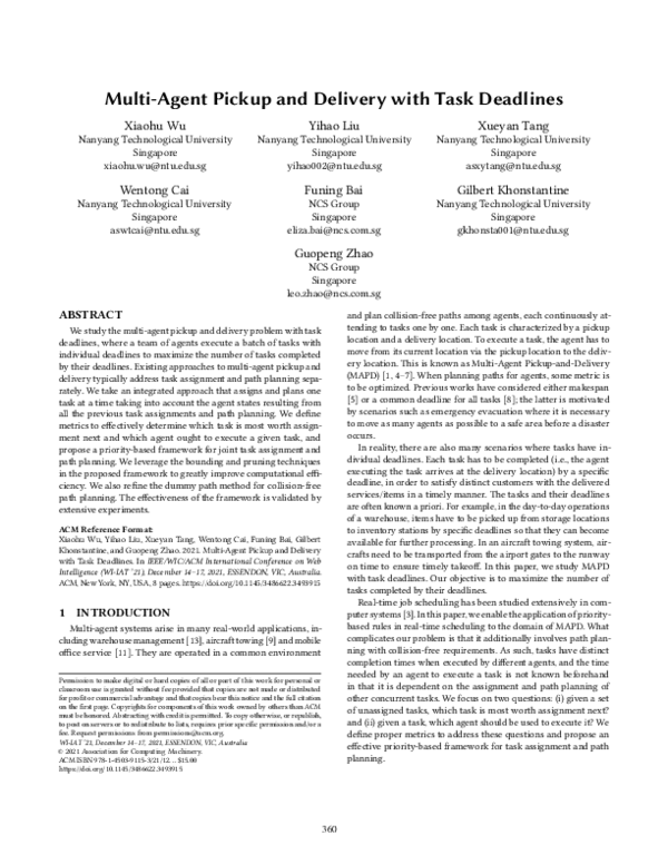 (PDF) Multi-Agent Pickup and Delivery with Task Deadlines