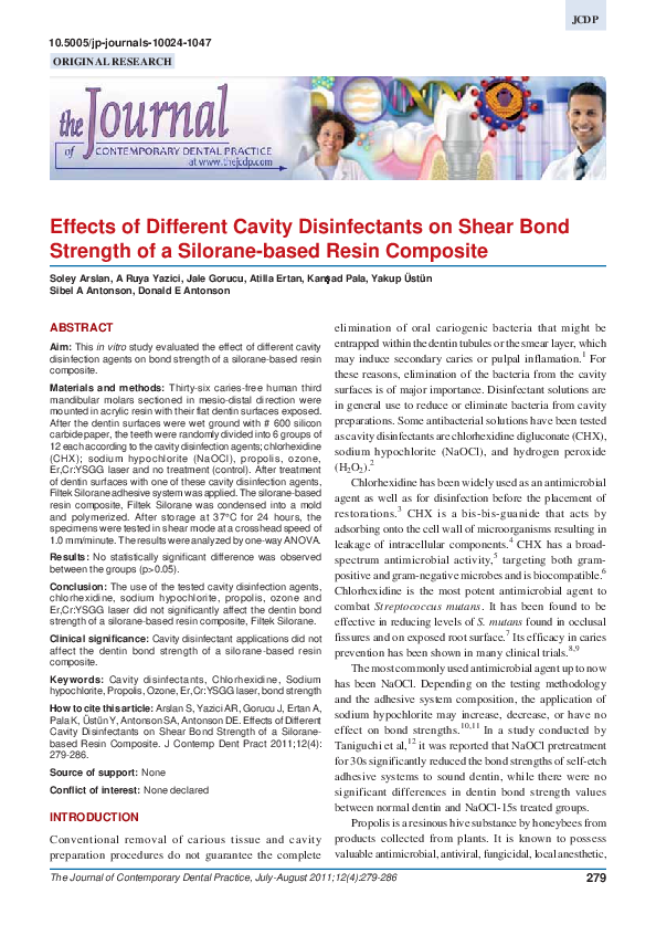 (PDF) Effects of Different Cavity Disinfectants on Shear Bond Strength ...