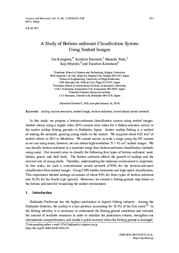(PDF) A Study of Bottom-sediment Classification System Using Seabed Images