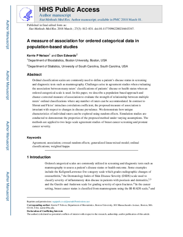 (PDF) A measure of association for ordered categorical data in ...