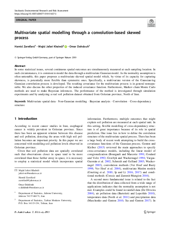 Pdf Multivariate Spatial Modelling Through A Convolution Based Skewed