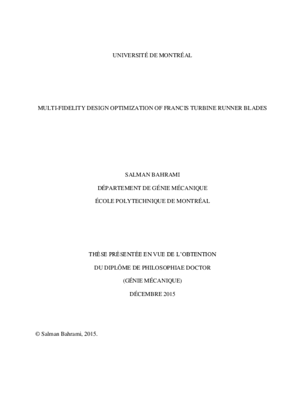 (PDF) Multi-fidelity design optimization of Francis turbine runner blades
