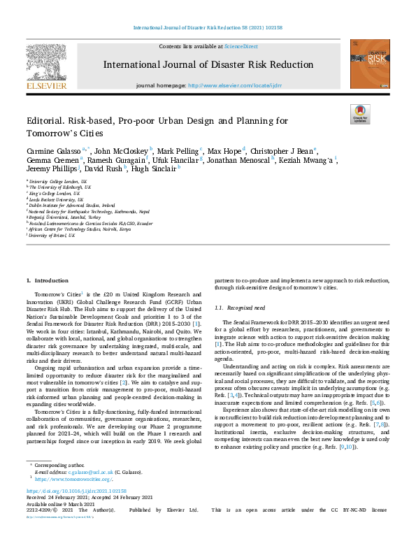 (PDF) Editorial. Risk-based, Pro-poor Urban Design and Planning for ...