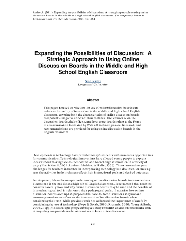 (PDF) Expanding the Possibilities of Discussion: A Strategic Approach ...