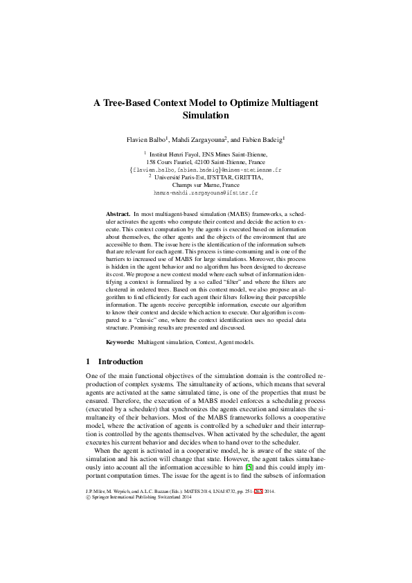 (PDF) A Tree-Based Context Model to Optimize Multiagent Simulation | Mahdi zargayouna - Academia.edu