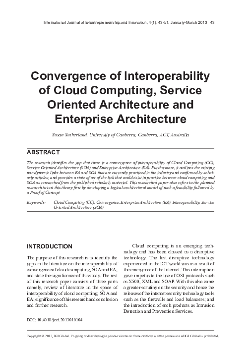 (PDF) Convergence of Interoperability of Cloud Computing, Service Oriented Architecture and ...