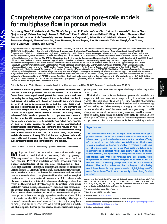 Pdf Comprehensive Comparison Of Pore Scale Models For Multiphase Flow