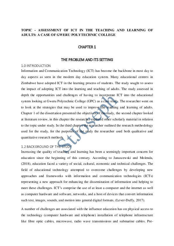 (PDF) ASSESSMENT OF ICT IN THE TEACHING AND LEARNING OF ADULTS: A CASE ...