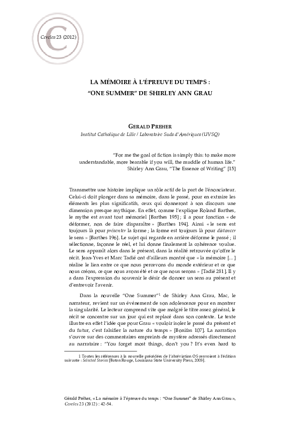 (PDF) La Mémoire À L'Épreuve Du Temps