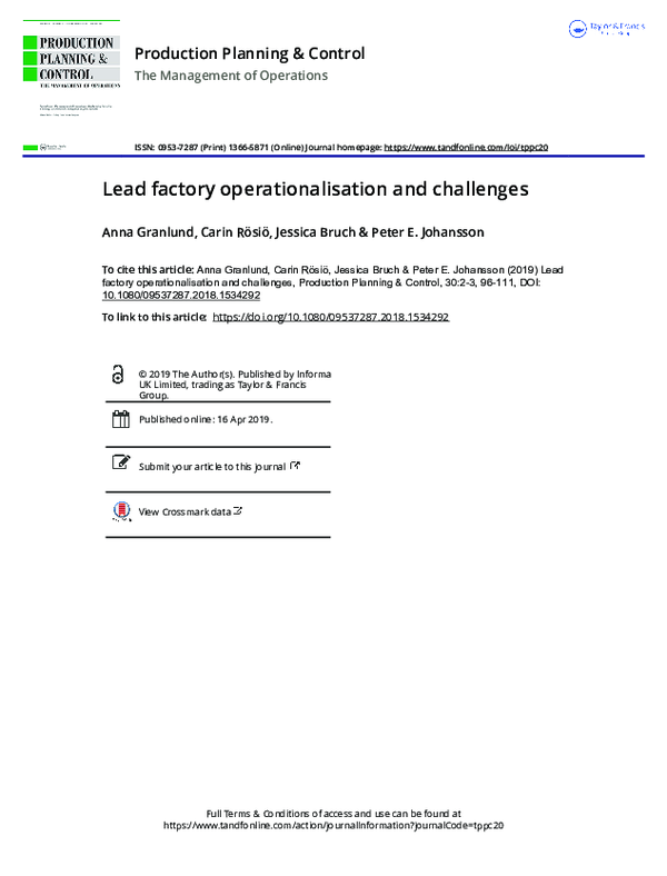 (PDF) Lead factory operationalisation and challenges | Jessica Bruch ...