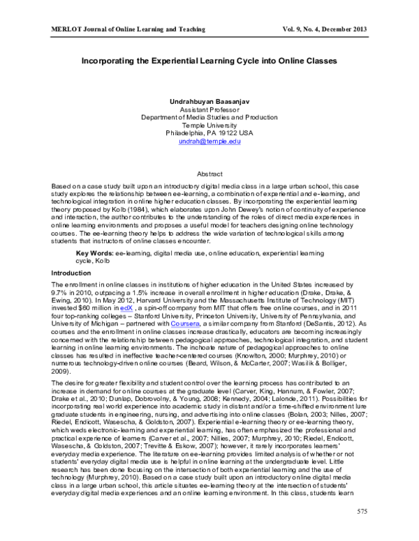 (PDF) Incorporating the Experiential Learning Cycle into Online Classes