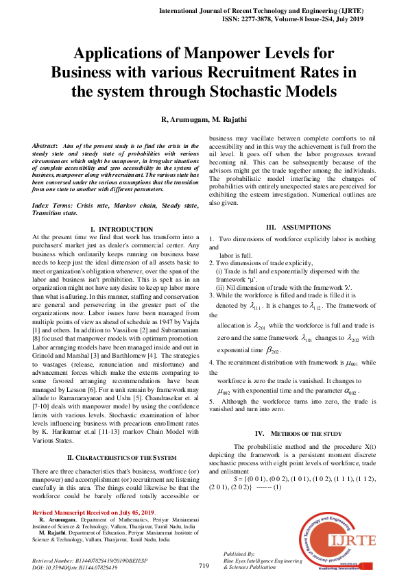 (PDF) Applications of Manpower Levels for Business with various ...