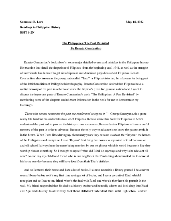 (PDF) The Philippines: The Past Revisited by Renato Constantino