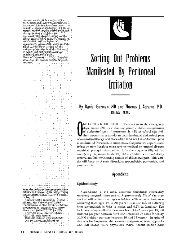 (PDF) Sorting out problems manifested by peritoneal irritation