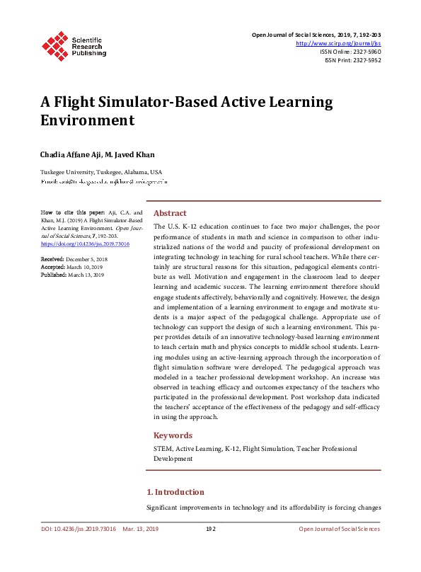 (PDF) A Flight Simulator-Based Active Learning Environment