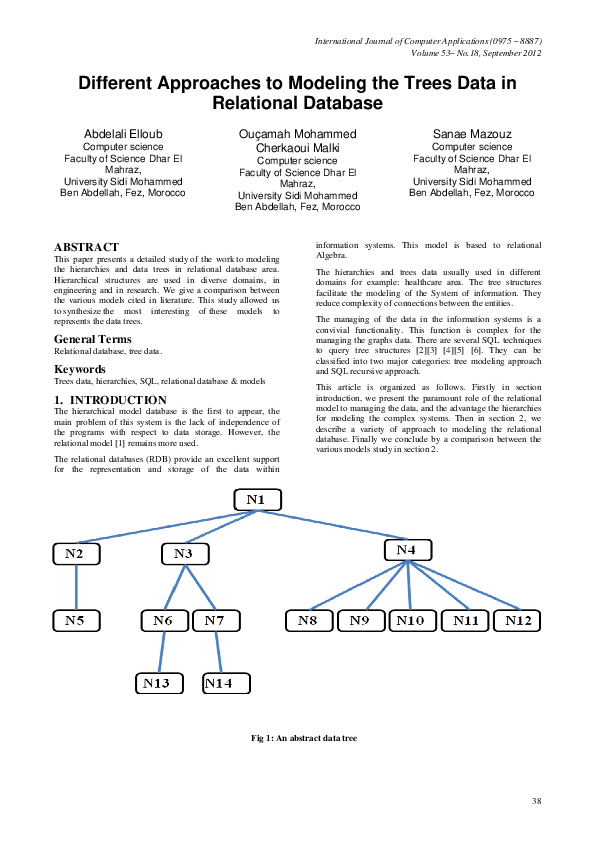 Pdf Different Approaches To Modeling The Trees Data In Relational Database