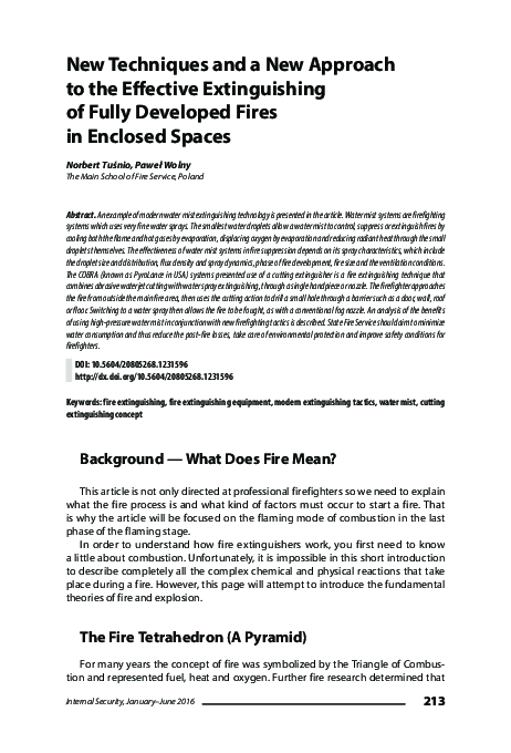 (PDF) New techniques and a new approach to the effective extinguishing ...