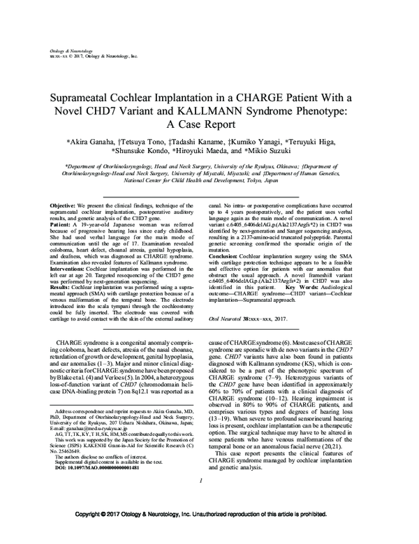 (PDF) Suprameatal Cochlear Implantation in a CHARGE Patient With a ...