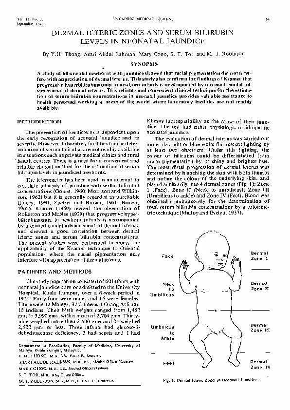 (PDF) Dermal icteric zones and serum bilirubin levels in neonatal jaundice