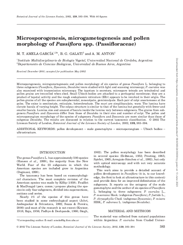 (PDF) Microsporogenesis, microgametogenesis and pollen morphology of ...