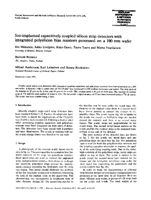 (PDF) Ion-implanted capacitively coupled silicon strip detectors with ...