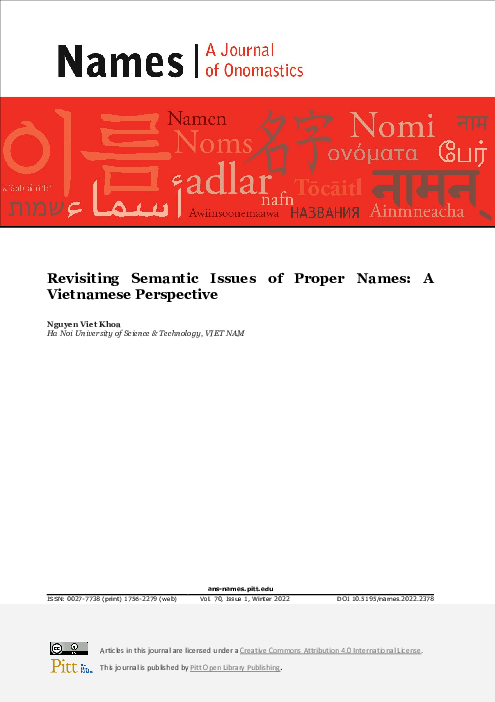 (PDF) Revisiting Semantic Issues of Proper Names