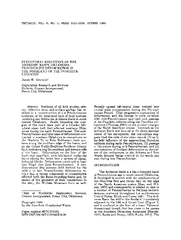 (PDF) Structural evolution of the Ardmore Basin, Oklahoma: Progressive ...