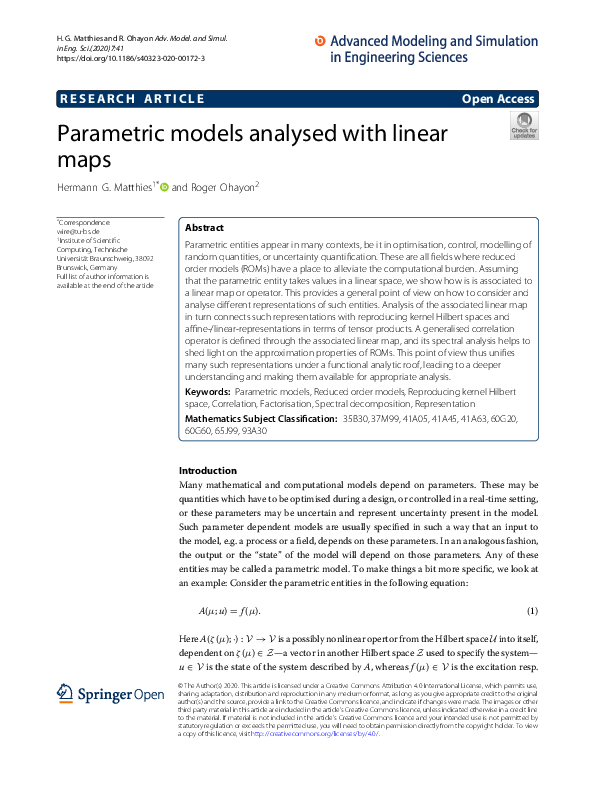 (PDF) Parametric models analysed with linear maps