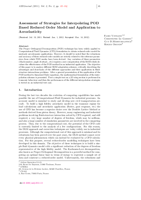 (PDF) Interpolating Reduced Order Models for Aeroelastic Applications