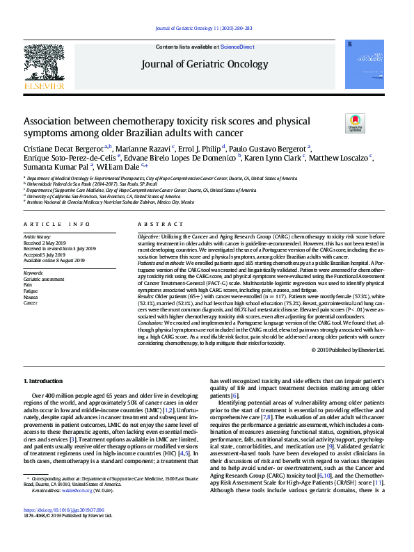 (PDF) Association between chemotherapy toxicity risk scores and ...