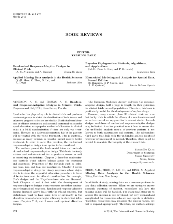 (PDF) Banerjee, S. Carlin, B. P., and Gelfand, A. E. Hierarchical Modeling and Analysis for ...