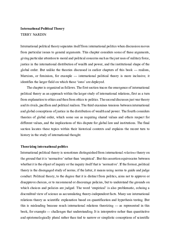 (PDF) International Political Theory