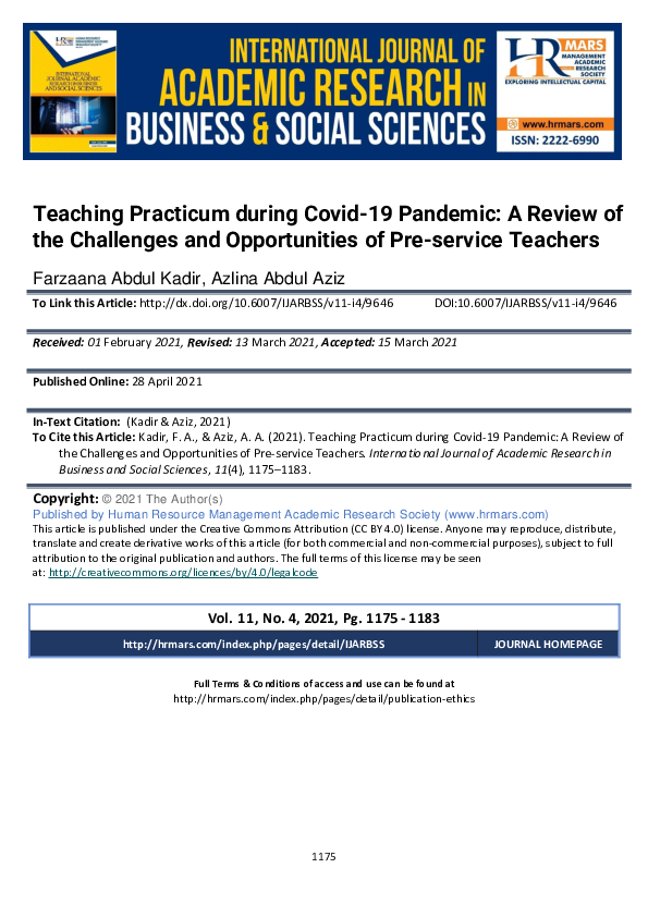 (PDF) Teaching Practicum during Covid-19 Pandemic: A Review of the ...