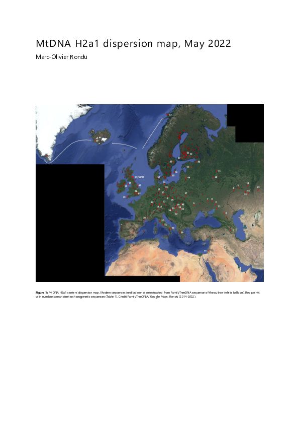(PDF) MtDNA H2a1 map of ancient and modern sequences May 2022