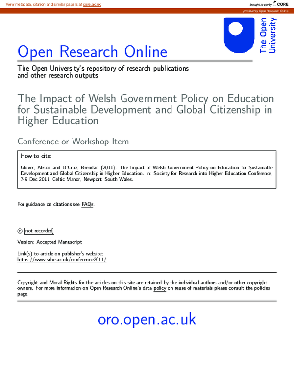 (PDF) The Impact of Welsh Government Policy on Education for ...