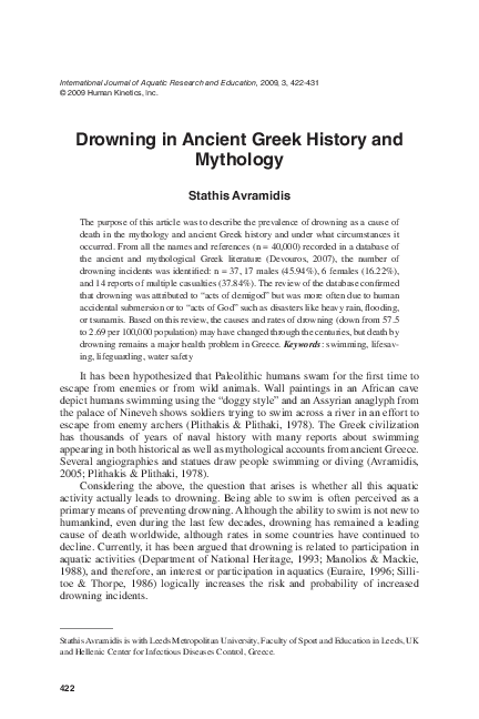 (PDF) Drowning in Greek History and Mythology