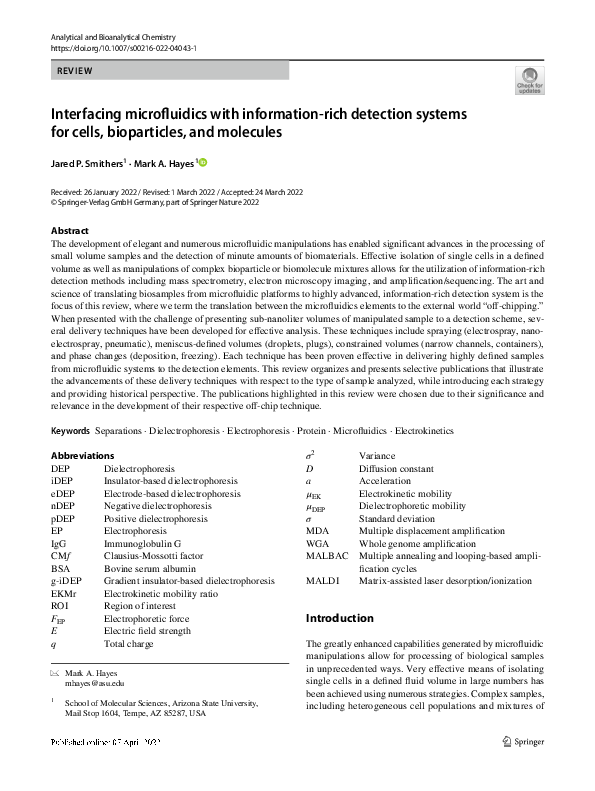 (PDF) Interfacing microfluidics with information-rich detection systems for cells, bioparticles ...