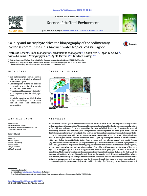 (PDF) Salinity and macrophyte drive the biogeography of the sedimentary bacterial communities in ...