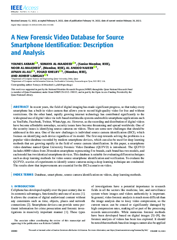 (PDF) A New Forensic Video Database for Source Smartphone ...