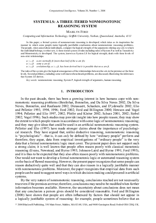 (PDF) System LS: A Three-Tiered Nonmonotonic Reasoning System
