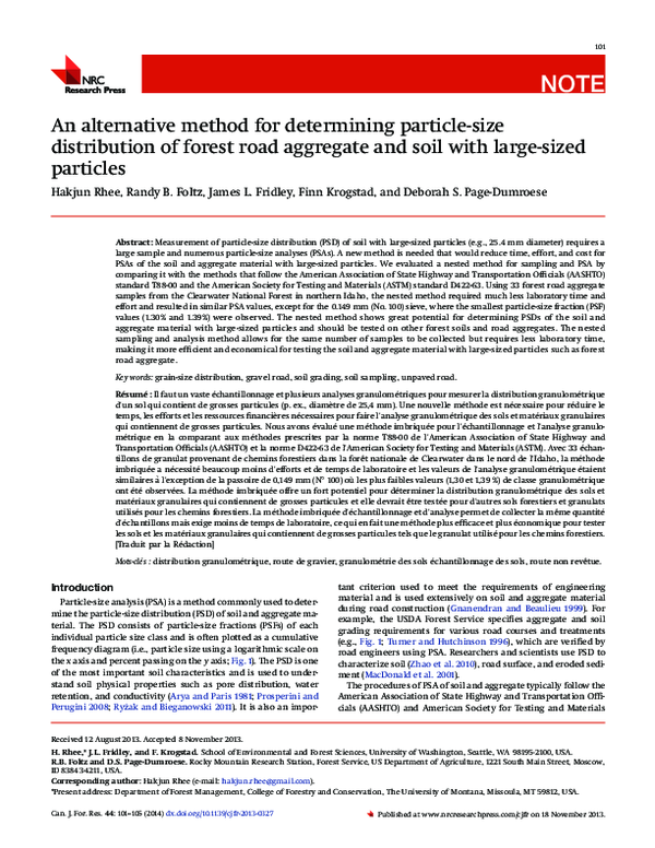(PDF) An alternative method for determining particle-size distribution of forest road aggregate ...