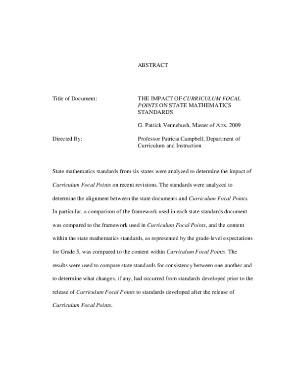 (PDF) The Impact of Curriculum Focal Points on State Mathematics Standards