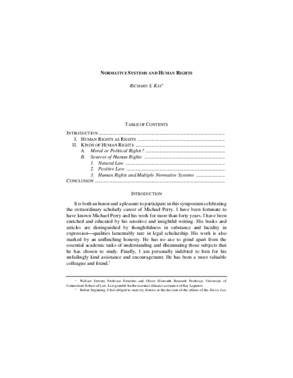 (PDF) NORMATIVE SYSTEMS AND HUMAN RIGHTS