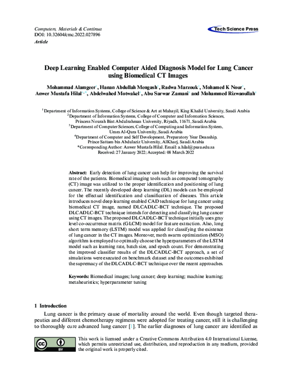 Pdf Deep Learning Enabled Computer Aided Diagnosis Model For Lung Cancer Using Biomedical Ct