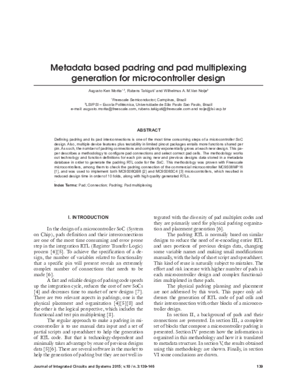 (PDF) Metadata based padring and pad multiplexing generation for microcontroller design
