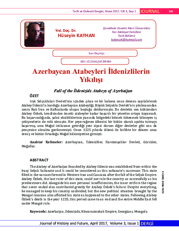 (PDF) Fall of the İldenizids Atabeys of Azerbaijan