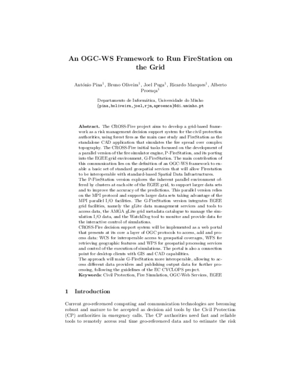 (PDF) An OGC-WS framework to run FireStation on the Grid