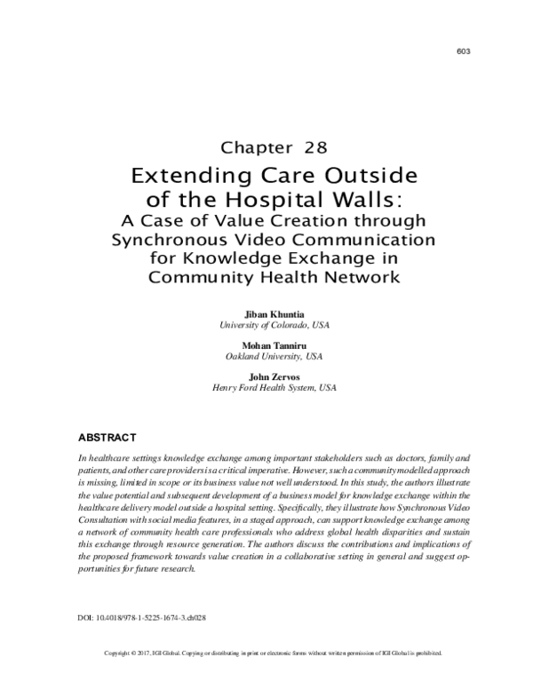 (PDF) Extending Care Outside of the Hospital Walls