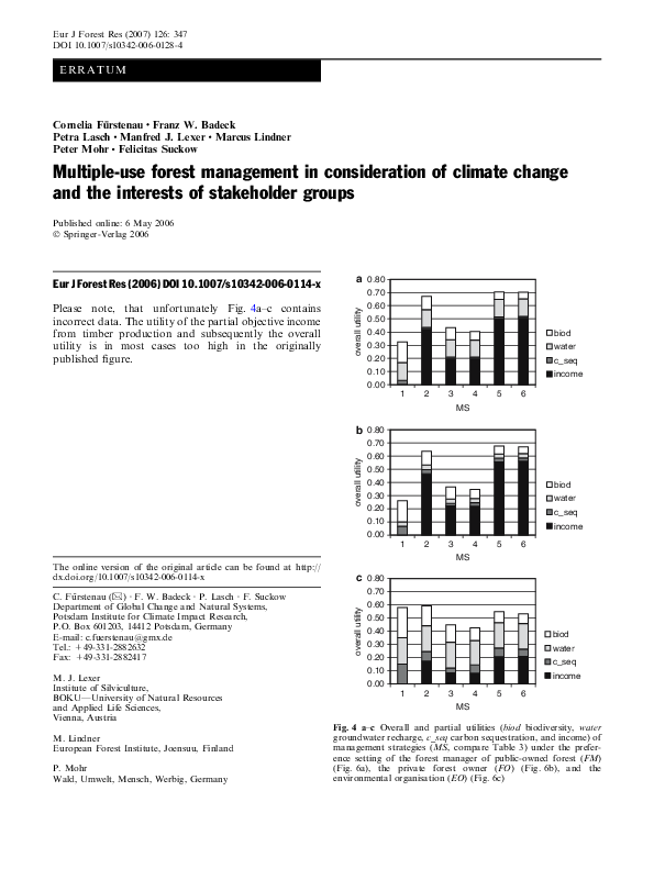 (PDF) Multiple-use forest management in consideration of climate change ...